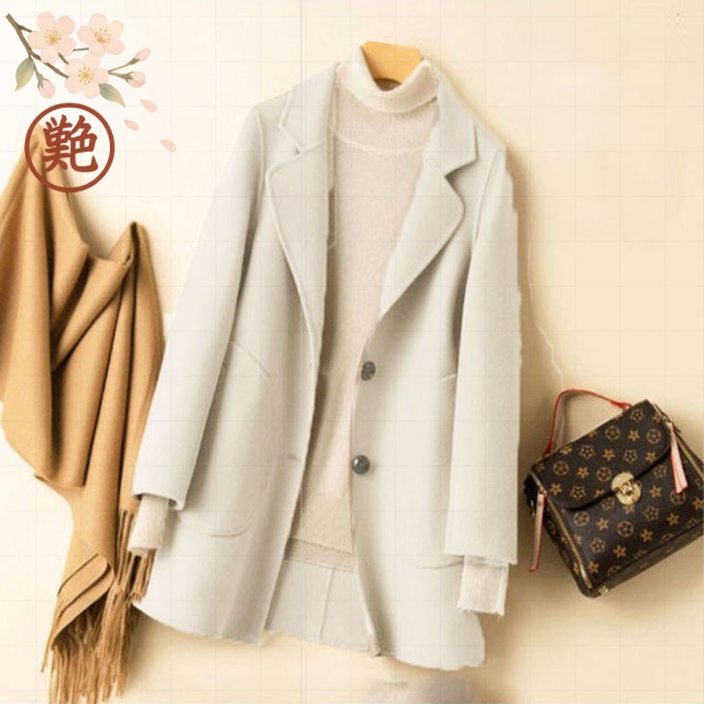 レディースリバーコート 春秋冬 上品 ハーフコート 大人 通勤 一枚仕立て ダブルフェイスコート