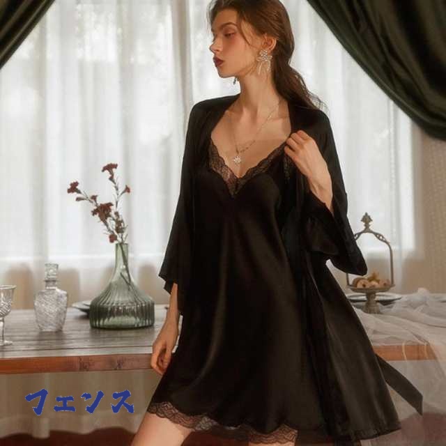 収納便利 売上急増中 ガウン レース セクシー抜け感ナイトガウン