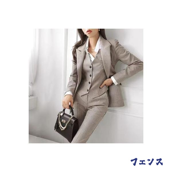 注目ランキング上位 毎日使える便利品 パンツスーツ レビュー高評価 ジレベスト 春秋 ビジネス レディース 通勤 テーパードパンツ スーツ テーラードジャケット OL 3点セット 即納OK 送料無料 おしゃれ 就活 着痩せ お買い得プライス