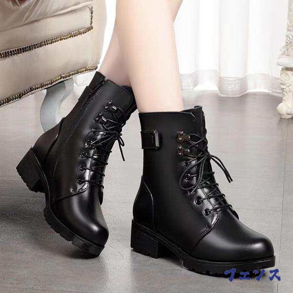 売れ筋アイテム 毎日使える便利品 ランキング常連 軽量仕様 在庫わずか 防水ショートブーツ黒秋冬用 ブーツサイドジッパー本革ローヒールレディース軽量厚底ブーツレースアップブーツワークブーツエンジニアブーツ お買い得プライス