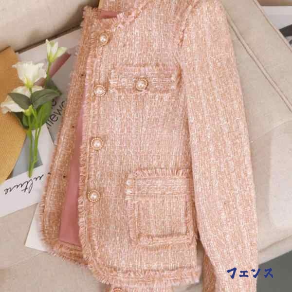 在庫限りの大特価 ギフトにも最適 新登場 結婚式 ノーカラージャケット SからXL フォーマル ツイード 入学式 ピンク 七五三 パーティー ランキング常連 セレモニー 今だけ お買い得プライス