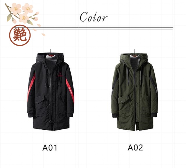 パンク風 ロング丈 ミリタリー フード付き ダウンジャケット 大 メンズ アウター 中綿コート 防寒 コートブルゾン ダウンコート