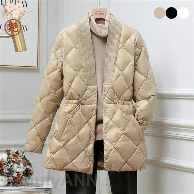 ダウン 30代 ノーカラーコート 40代 ダウンジャケット ダウンコート 軽薄 キルティングコート アウター プレゼント ノーカラー 母の日 通勤 冬 レディース