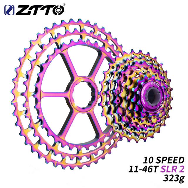 ZTTO 10スピード自転車11-46T CNCレインボーカセット10s超軽量11-46Tフリーホイール