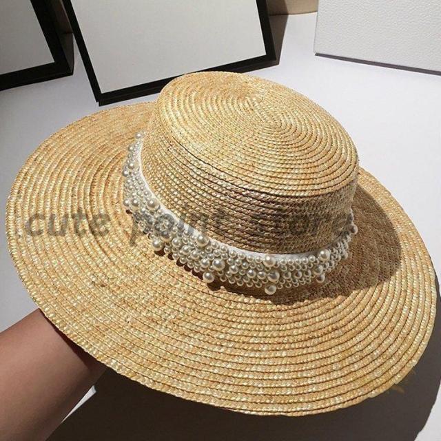 帽子 ハット ストローハット 麦わら帽子 小物 コーディネート 日焼け対策 つば広 パール リゾート ベーシック エレガント ナチュラル ベージュミセス