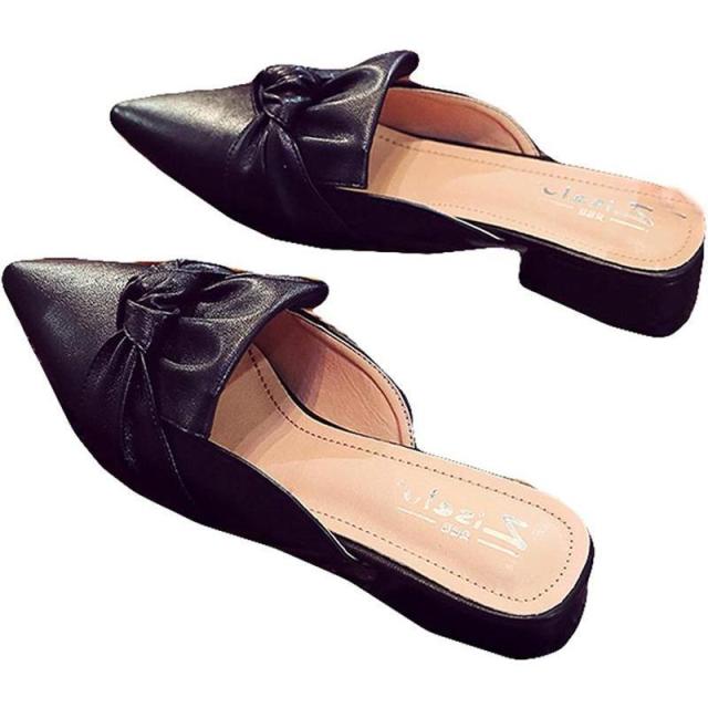 走れるパンプス ミュール サンダル レディース 黒 ポインテッドトゥ ペタンコ シューズ 女性用 大きいサイズ 靴