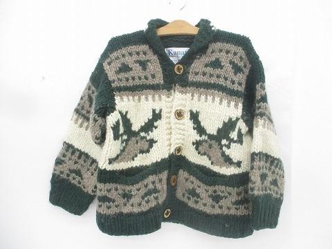 優良品 カナタ Kanata カウチンニット セーター カーディガン トナカイ柄 ウッドボタン ハンドメイド ユニセックス