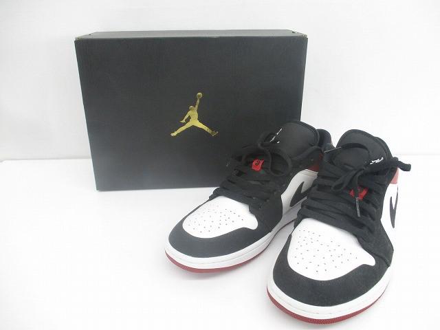 美品 ナイキ NIKE エアジョーダン1 ロー ブラックトゥ 553558-116 27.5cm ブラック レッド メンズ