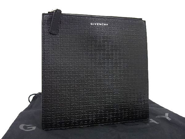 ■新品■未使用■ GIVENCHY ジバンシィ レザー 総柄 ポーチ マルチケース 小物入れ メンズ レディース ブラック系 AN0007