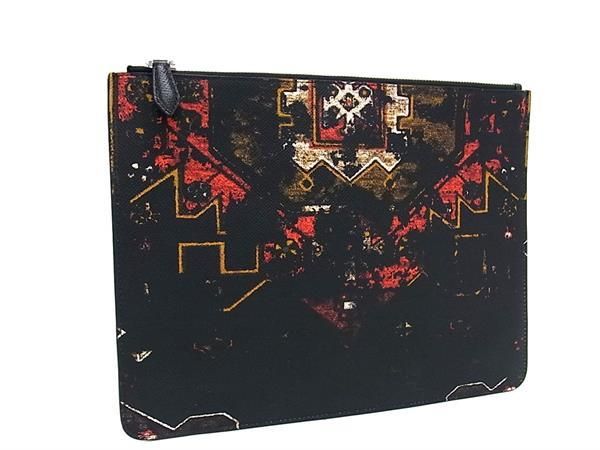 ■新品同様■ GIVENCHY ジバンシィ PVC 総柄 クラッチバッグ セカンドバッグ マルチポーチ ブラック系×マルチカラー AS4770