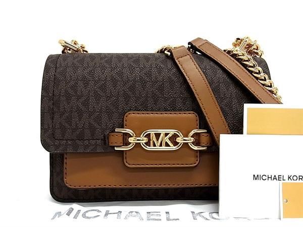 ■新品■未使用■ MICHAEL KORS マイケルコース MK柄 PVC×レザー チェーン ショルダーバッグ レディース ブラウン系 AS6033