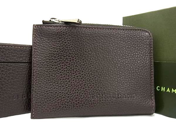 ■新品■未使用■ LONGCHAMP ロンシャン レザー カードケース付き ケース パース 小銭入れ ブラウン系 AS7482