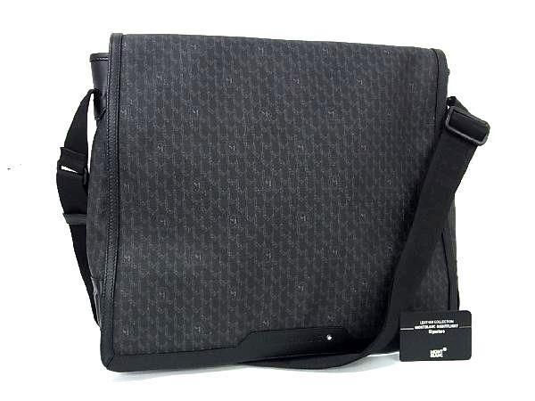 ■新品■未使用■ MONT BLANC モンブラン レザー クロスボディ ショルダーバッグ 斜め掛けかばん ブラック系 AT4744