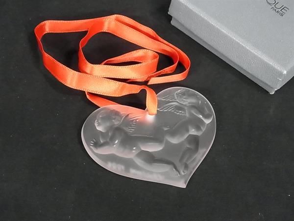 ■新品■未使用■ LALIQUE ラリック 1996 エンジェル クリスマスオーナメント オブジェ クリア×レッド系 AT5884