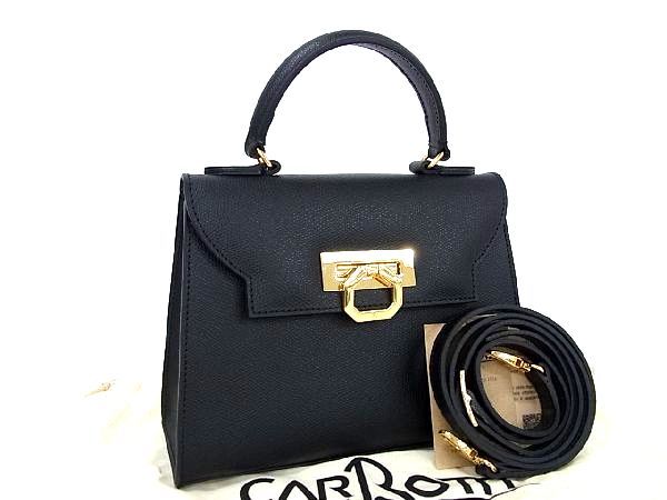 ■新品■未使用■ CARBOTTI カルボッティ イヴァーナ レザー 2WAY ハンドバッグ ショルダー レディース ブラック系 AT7604