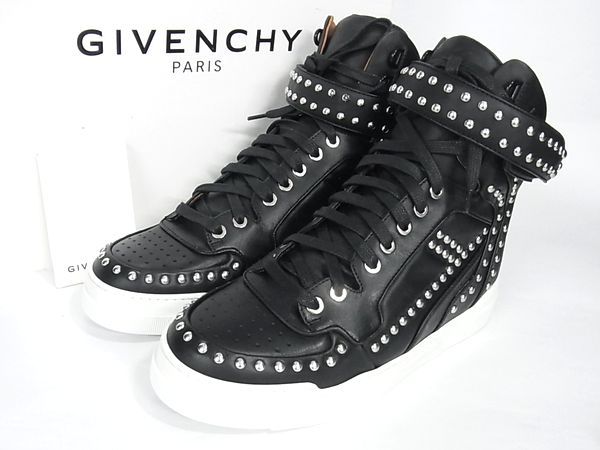 ■新品■未使用■ GIVENCHY ジバンシィ タイソン レザー スタッズ ハイカットスニーカー 表記サイズ 37 (約24.0cm) 靴 ブラック系 AU0346
