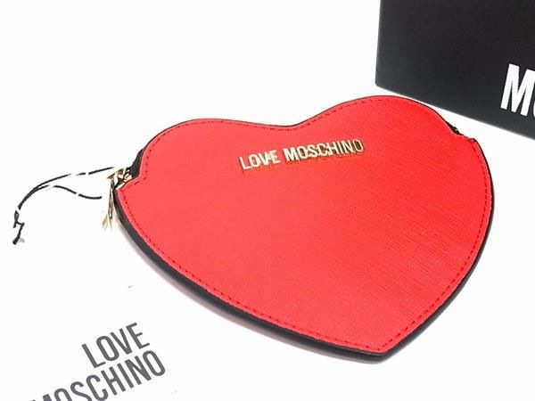 ■新品■未使用■ LOVE MOSCHINO ラブモスキーノ レザー ハート ケース パース 小銭入れ レディース レッド系 AU9867