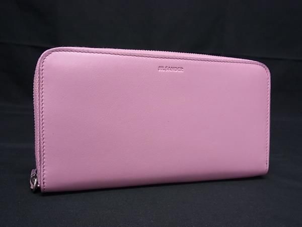 ■新品同様■ JIL SANDER ジルサンダー レザー ラウンドファスナー 長財布 ウォレット 小銭入れ 札入れ レディース ピンク系 AU9884