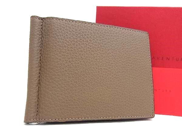 ■新品■未使用■ BONAVENTURA ボナベンチュラ レザー 二つ折り 財布 コンパクトウォレット メンズ レディース ベージュ系 AW5309