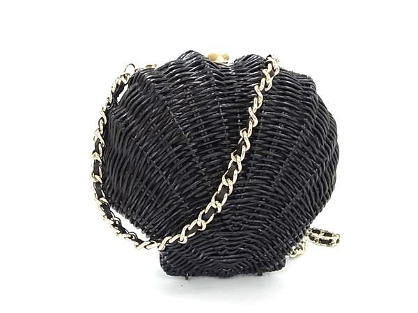 ■新品同様■ kate spade ケイトスペード PXRU5482 ストロー パール チェーン ショルダーバッグ クロスボディ ブラック系 AW5392