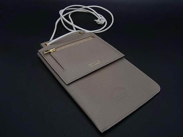 ■新品■未使用■ L’arcobaleno ラルコバレーノ レザー スマホポーチ スマホバッグ ショルダー グレージュ系 AX6407