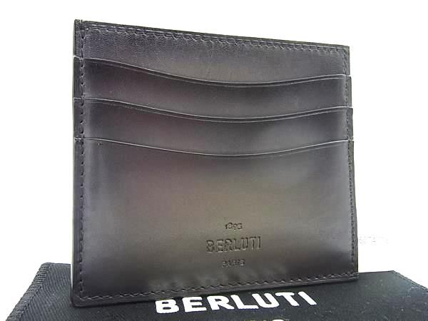 ■新品■未使用■ Berluti ベルルッティ レザー カードケース カード入れ パスケース メンズ ブラック系×グレー系 AX6864