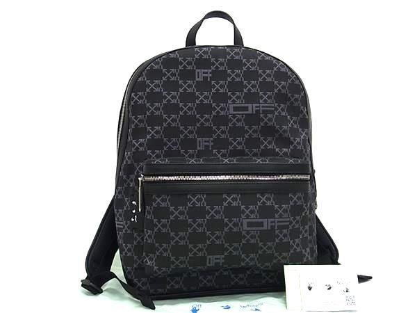 ■新品■未使用■ Off-White オフホワイト キャンバス×レザー リュックサック バックパック デイパック メンズ ブラック系 AY6810