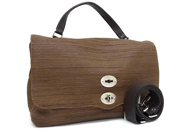■新品同様■ ZANELLATO ザネラート ポスティーナ レザー 2WAY クロスボディ ショルダーバッグ ハンドバッグ ブラウン系 AY7025