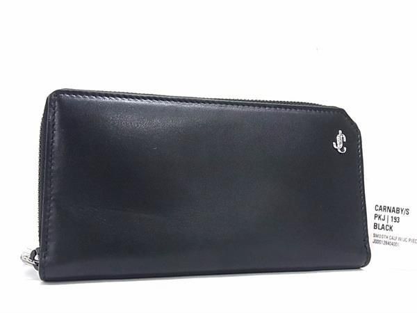 ■新品■未使用■ JIMMY CHOO ジミーチュウ カーナビー レザー ラウンドファスナー 長財布 ウォレット ブラック系 AY8437