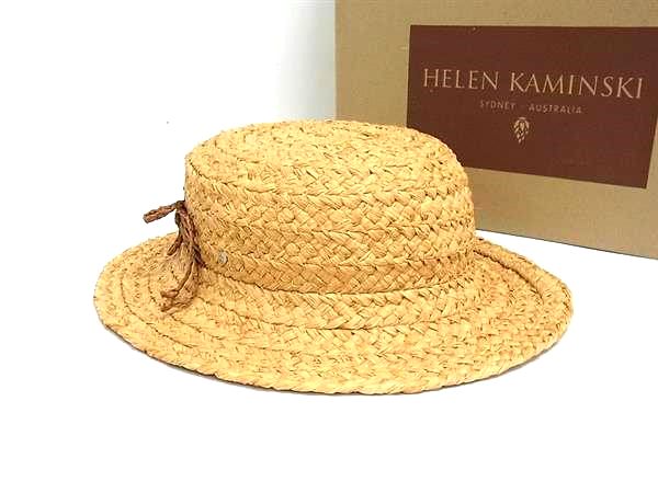■新品■未使用■ HELEN KAMINSKI ヘレンカミンスキー ラフィア フラワー 麦わら帽子 ハット レディース ベージュ系 AY9845
