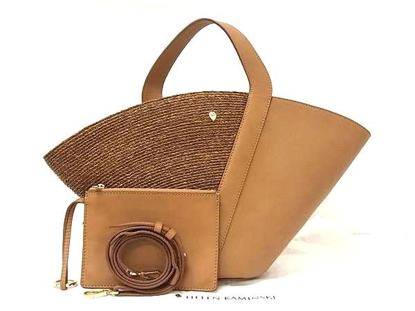 ■新品■未使用■ HELEN KAMINSKI ヘレンカミンスキー ラフィア ポーチ付き 2WAY ハンドバッグ ショルダー レディース ブラウン系 AZ4051
