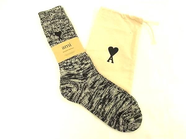 ■新品■未使用■ ami Alexandre Mattiussi アミアレクサンドルマテュッシ コットン×ポリアミド×エラスタン 靴下 ブラック系 AZ4163