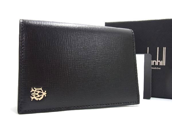 ■新品■未使用■ dunhill ダンヒル ウィンザー レザー 二つ折り カードケース カード入れ 名刺入れ メンズ  ブラック系 BD6563