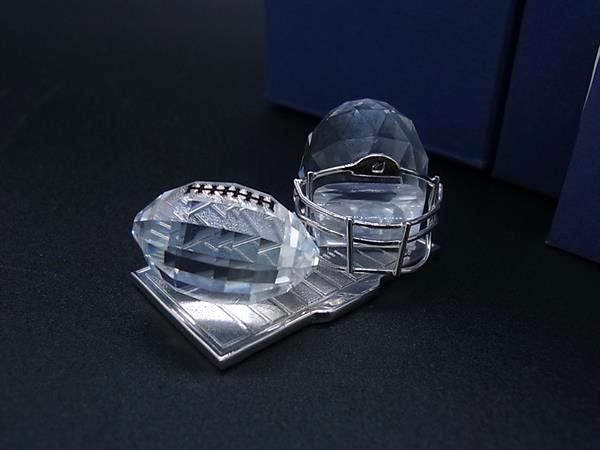 ■新品同様■ SWAROVSKI スワロフスキー クリスタル ラグビー オブジェ 置物 インテリア クリア BE7769