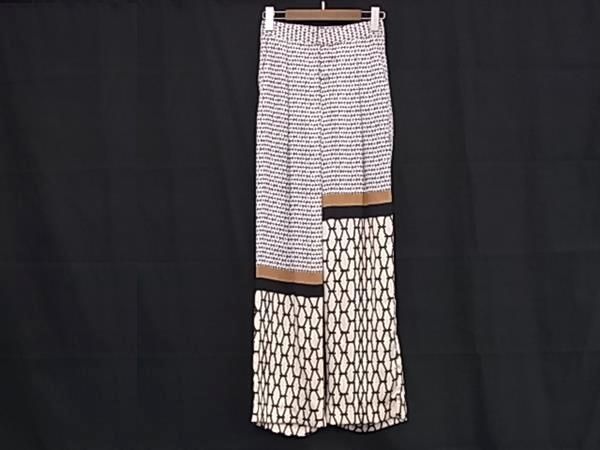 ■新品■未使用■ Sov. ソブ ポリエステル100％ 総柄 ワイドパンツ サイズ36 洋服 レディース ホワイト系×ブラウン系 BE9043