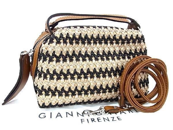 ■新品■未使用■ GIANNI CHIARINI ジャンニ キャリーニ マリファS ストロー クロスボディ ショルダーバッグ ブラウン系 BF4763