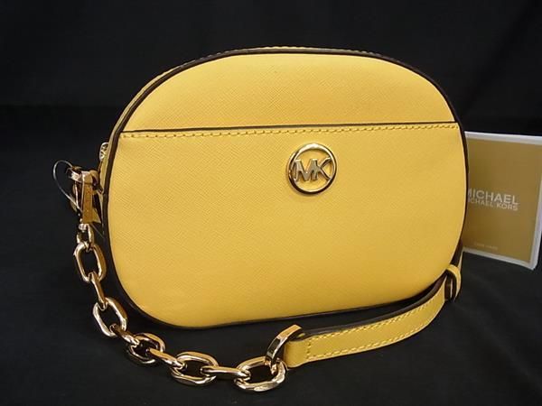 ■新品■未使用■ MICHAEL KORS マイケルコース レザー チェーン クロスボディ ショルダーバッグ 斜め掛け レディース イエロー系 BF8285