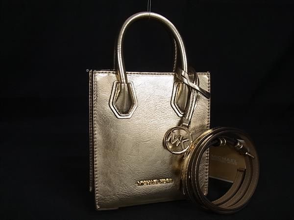 ■新品■未使用■ MICHAEL KORS マイケルコース レザー 2WAY ハンドバッグ ショルダー クロスボディ レディース ゴールド系 BF8681