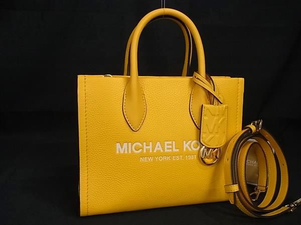 ■新品■未使用■ MICHAEL KORS マイケルコース レザー コンパクト ショルダー トートバッグ 斜め掛け イエロー系 BF8698