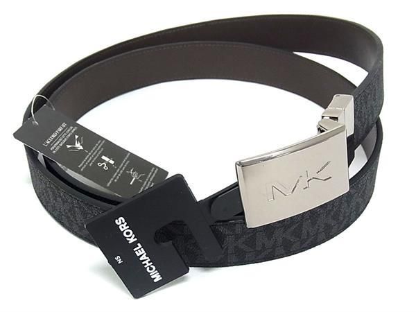 ■新品■未使用■ MICHAEL KORS マイケルコース MK柄 VC レザー リバーシブル シルバー金具 ベルト ブラック系 ブラウン系 BG8916