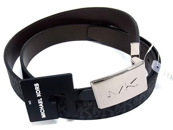 ■新品■未使用■ MICHAEL KORS マイケルコース MK柄 VC レザー リバーシブル シルバー金具 ベルト ブラック系 ブラウン系 BG8918