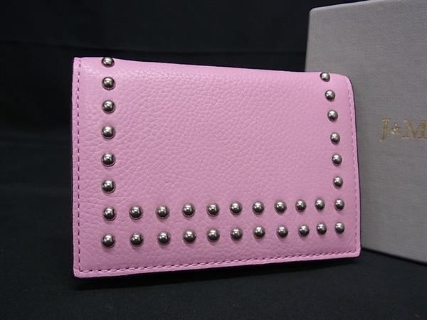 ■新品■未使用■ J＆M DAVIDSON ジェイアンドエムデヴィッドソン レザー スタッズ カードケース 名刺入れ レディース ピンク系 BI1161