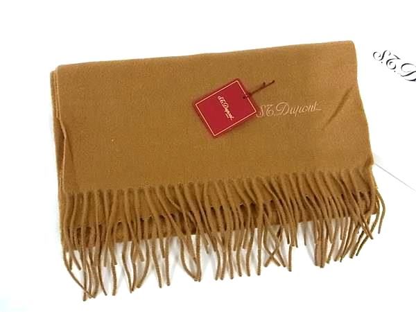 ■新品同様■ S.T.Dupont エス･テー･デュポン ウール×カシミヤ マフラー ストール 防寒具 レディース ブラウン系 BI3176