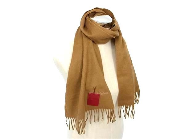 ■新品同様■ S.T.Dupont エス･テー･デュポン ウール×カシミヤ マフラー ストール 防寒具 レディース ブラウン系 BI3176
