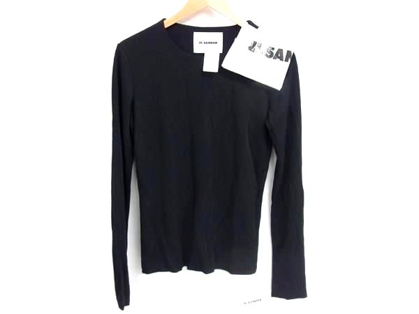 ■新品■未使用■ JIL SANDER ジルサンダー ビスコース82％×ポリアミド18％ 長袖 トップス 洋服 表記サイズ 40 ブラック系 BI6739
