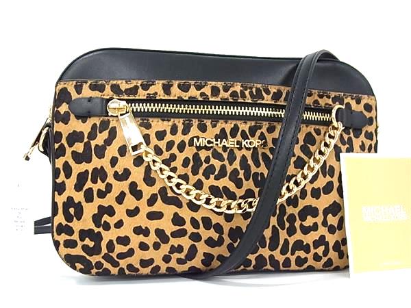 ■新品■未使用■ MICHAEL KORS マイケルコース ジェットセット アイテム ハラコ×レザー レオパード ショルダーバッグ BI8731
