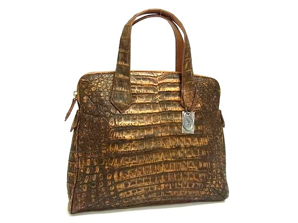 ■極上■本物■JRA公認■新品■未使用■ クロコダイル ハンドバッグ トートバッグ レディース ブラウン系 BI9363