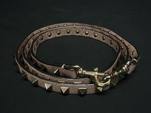 ■美品■ VALENTINO ヴァレンティノ ロックスタッズ レザー バッグ用 ショルダーストラップ 斜め掛け グレージュ系 BJ6825