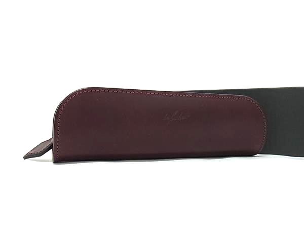 ■新品同様■  Le Bonheur ル ボナー デブペンケース レザー ポーチ ステーショナリー レディース メンズ ボルドー系 BJ7192