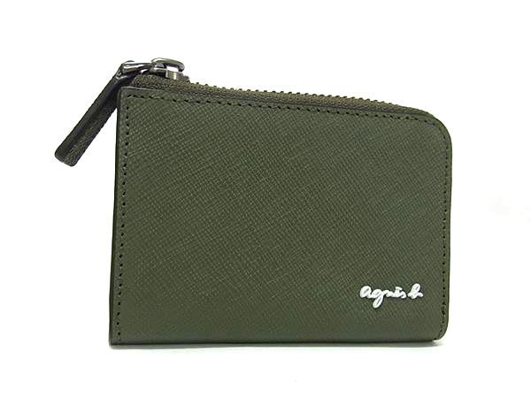■新品■未使用■ agnes b. アニエスベー レザー L字ファスナー ミニ財布 ウォレット ケース 小銭入れ カーキ系 BJ7253